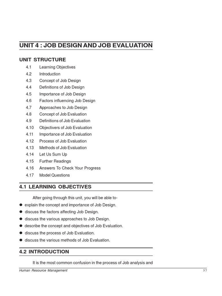 Job Design and Evaluation Overview | PDF | Evaluation | Employment