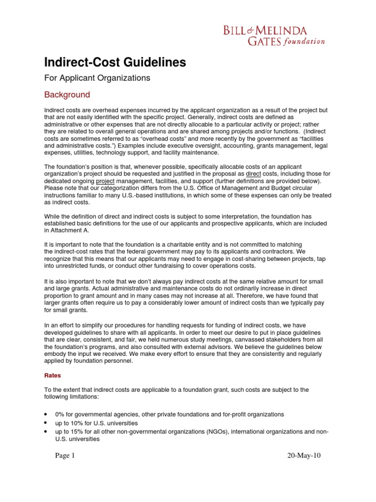 Indirect Cost Policy | PDF | Cost | Grant (Money)