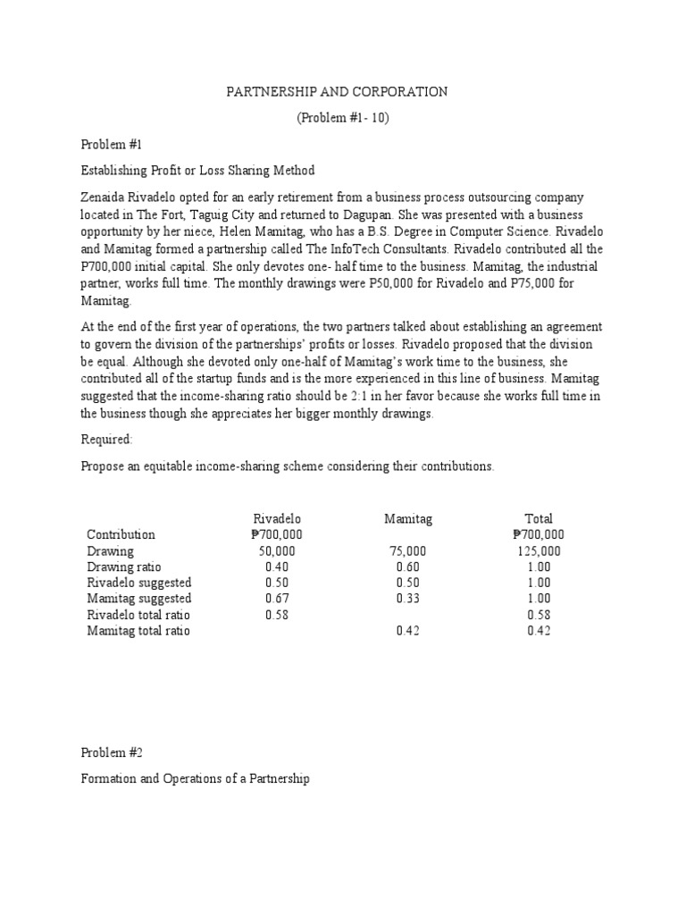 Chapter 2 (Prob.1-10) - Partnership and Corp. | PDF | Balance Sheet ...