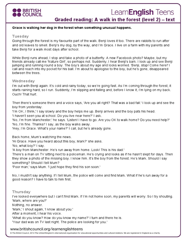 Graded Reading: A Walk in The Forest (Level 2) - Text: Tuesday | PDF