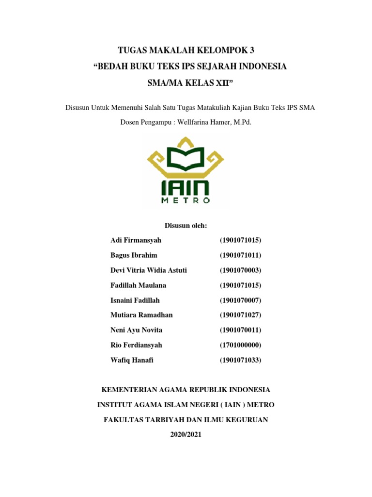 Tugas Makalah Kelompok 3 Buku Sejarah Kelas Xii | PDF