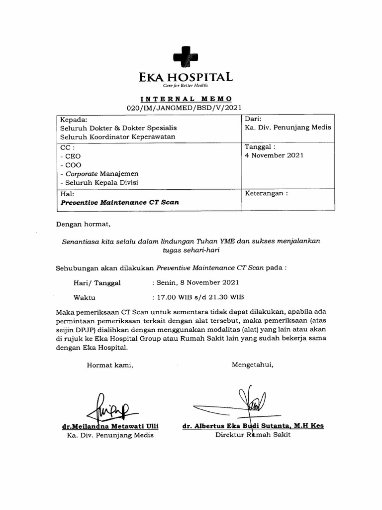 020 IM Jangmed BSD V 2021 Preventive Maintenance CT Scan 04.11.2021 | PDF