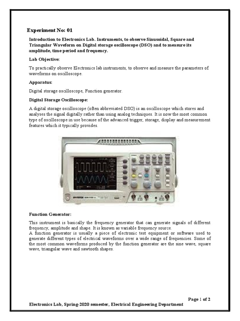 Experiment No 1 | Download Free PDF | Amplitude | Electrical Engineering