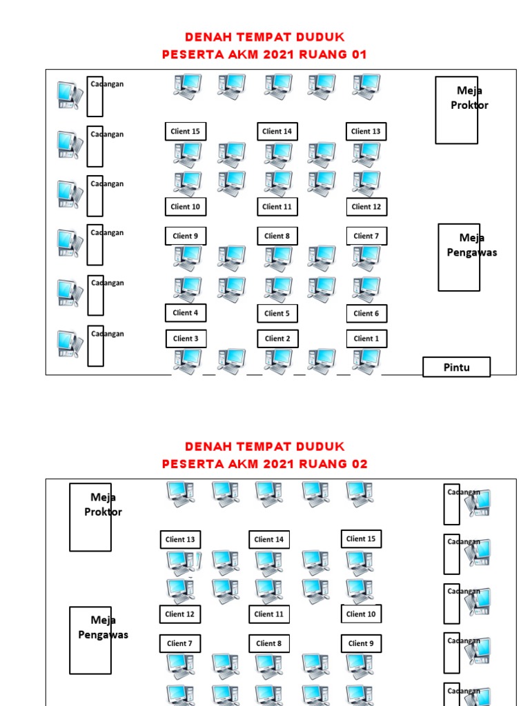 Denah Tempat Duduk Peserta Akm 2021 Ruang 01: Meja Proktor | PDF | Computers | Technology ...