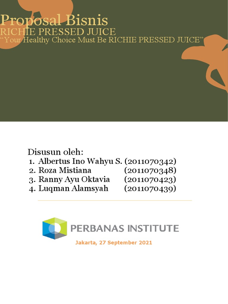 Proposal Bisnis Richie Pressed Juice | PDF