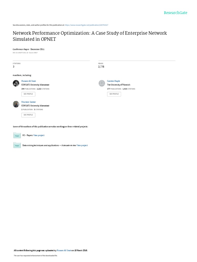 Network Performance Optimization: A Case Study of Enterprise Network ...