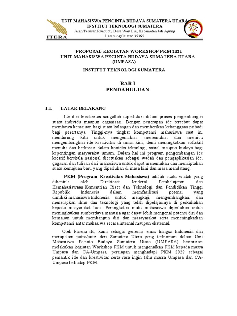Proposal Kegiatan Workshop PKM | PDF