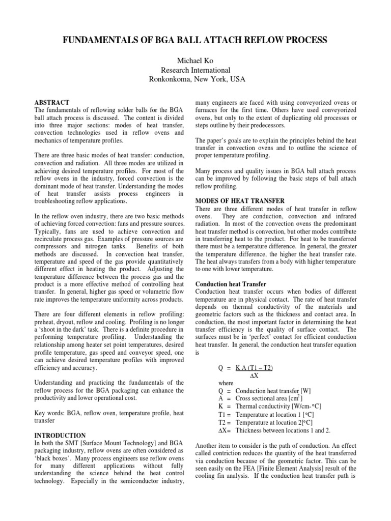 Fundamentals of Bga Ball Attach Reflow Process: Michael Ko Research ...