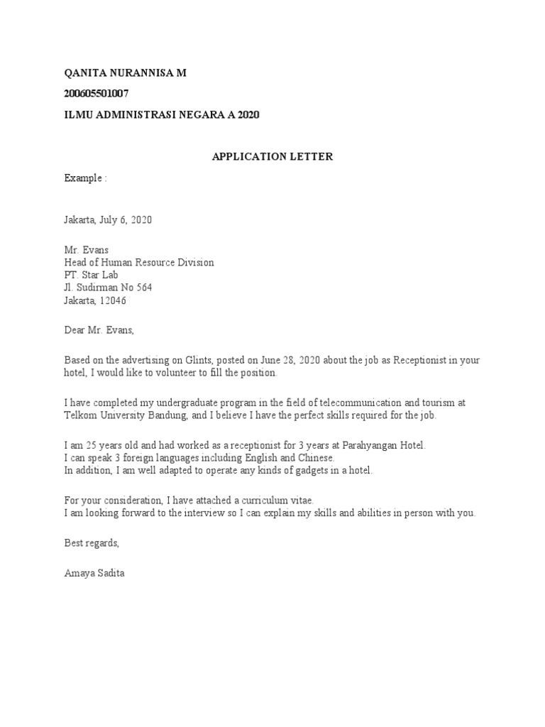 Application Letter | PDF