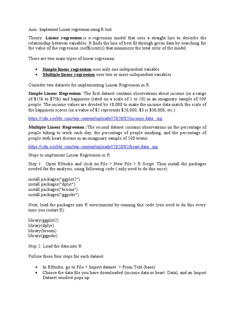 Linear Regression Experiment | PDF | Regression Analysis | Linear Regression