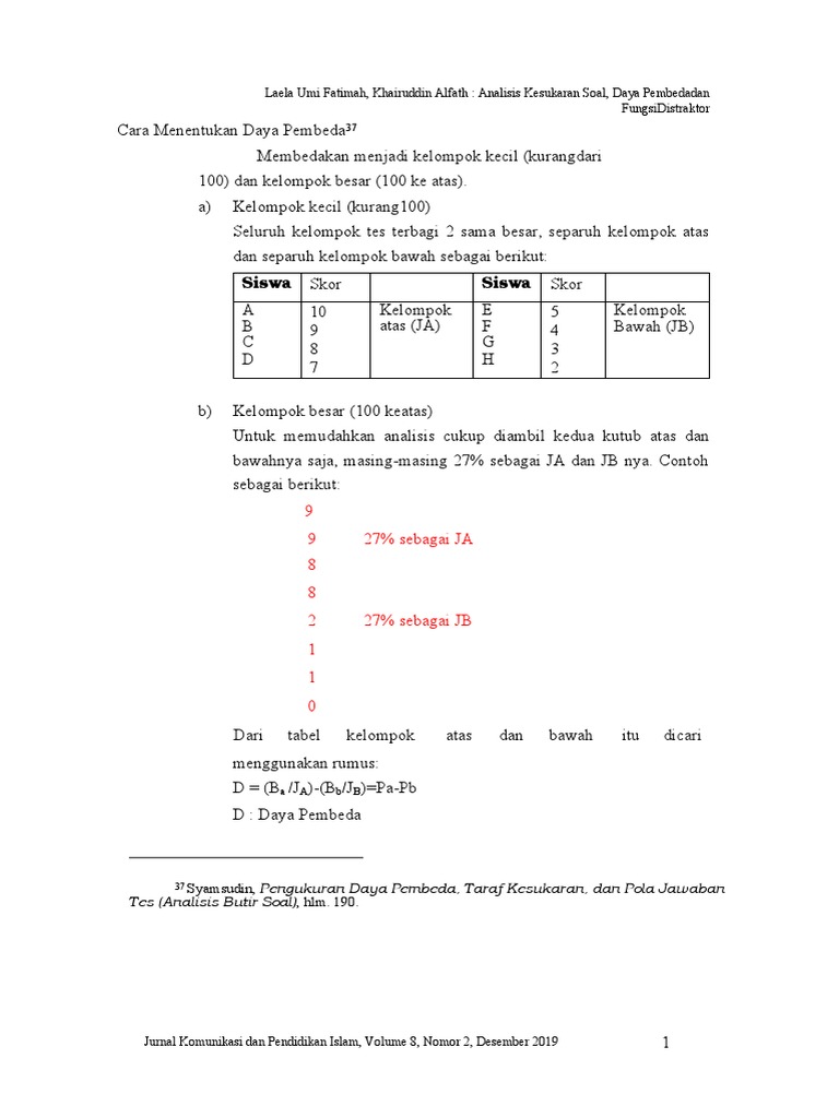 Cara Menentukan Daya Pembeda | PDF