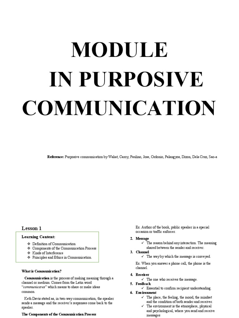 Module in Purposive Communication PDF Free | PDF | Mass Media | Communication