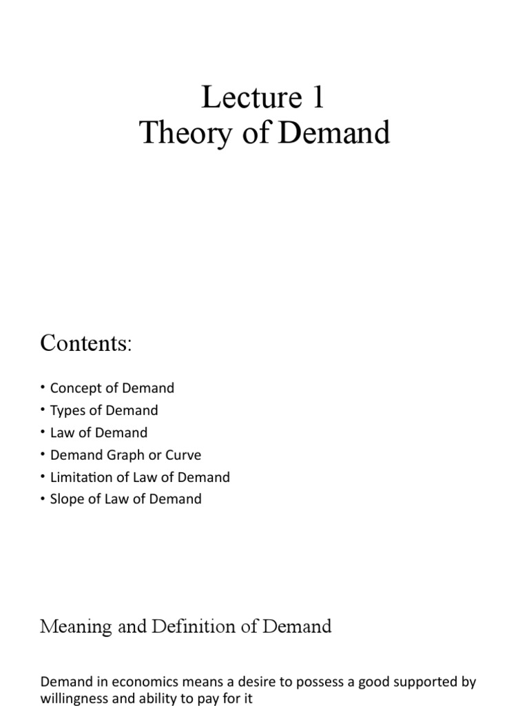 Lecture 2 Theory of Demand | PDF | Demand | Demand Curve