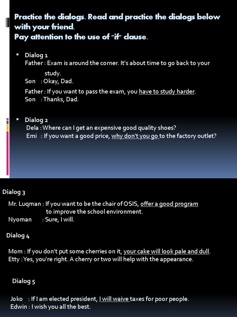 Dialogs Using If Clauses | PDF | Language Arts & Discipline | Career ...