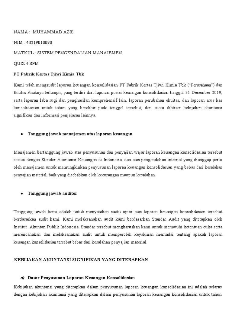 Quiz 4 - Muhammad Azis - 43219010090 | PDF
