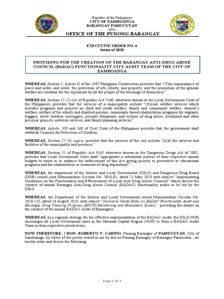 Office of The Punong Barangay | PDF | Government | Crime & Violence