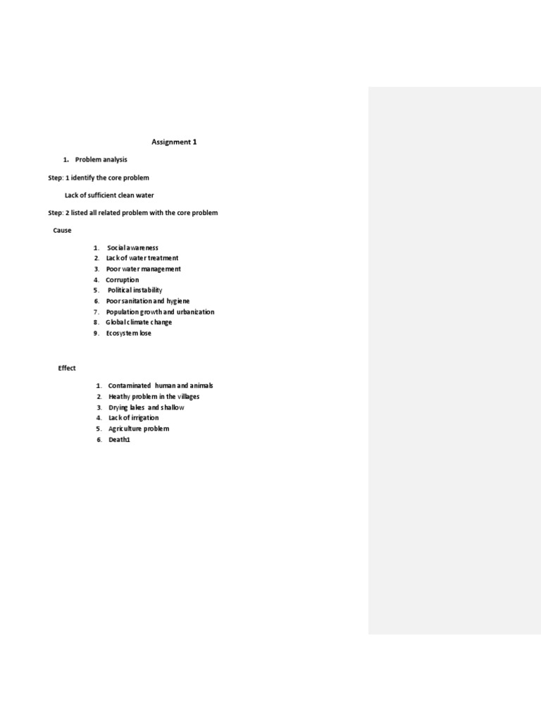Assignment 1: 1. Problem Analysis Step: 1 Identify The Core Problem ...