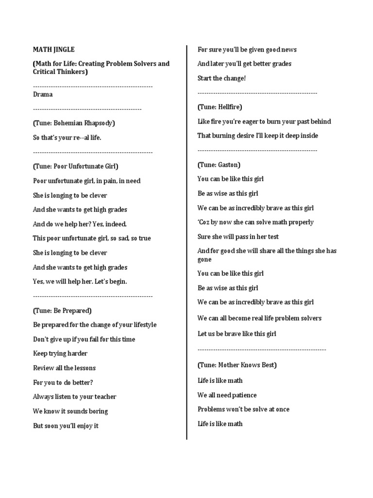 Math Jingle | PDF