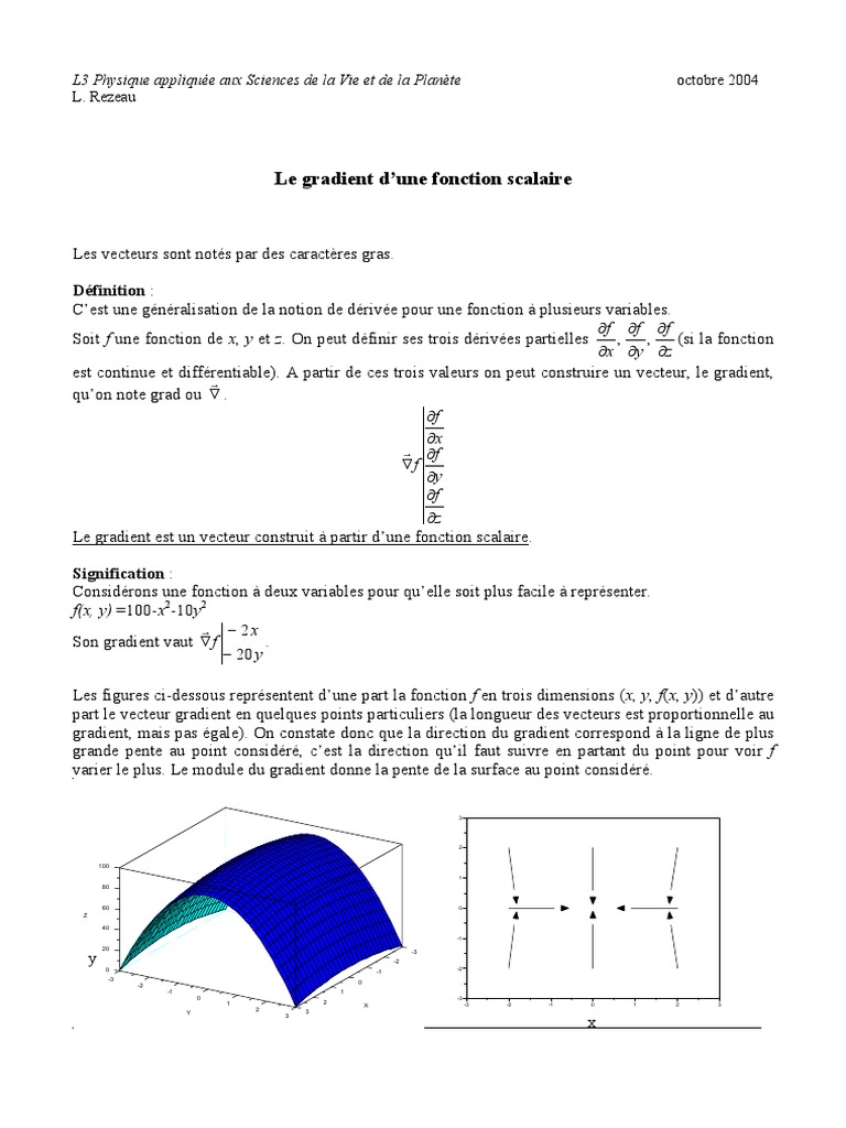 Le Gradient D'une Fonction Scalaire | PDF | Pente | Coordonnées ...