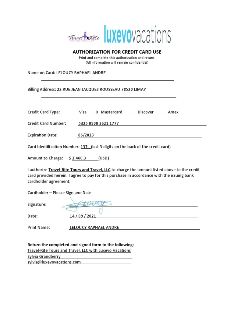 Authorization For Credit Card Use.1 | PDF