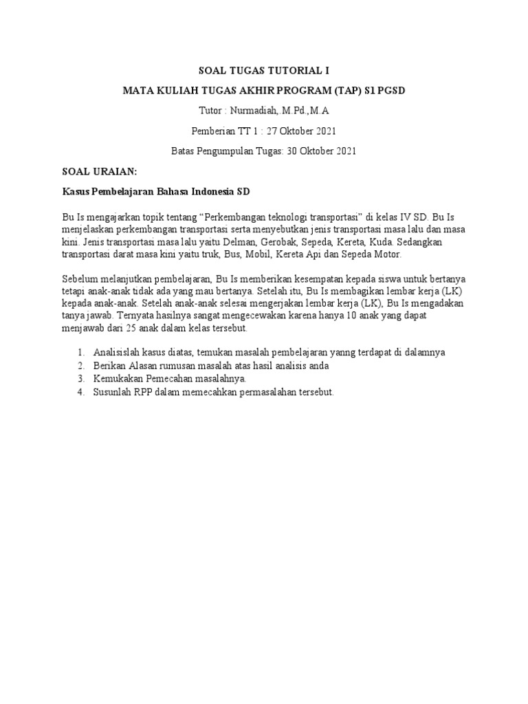 Soal Tugas Tutorial I-Tap | PDF
