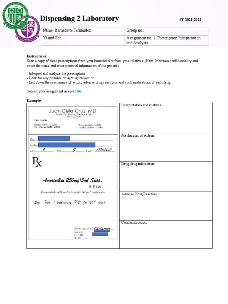 Assignment 1 Prescription Analysis and Interpretation | PDF ...