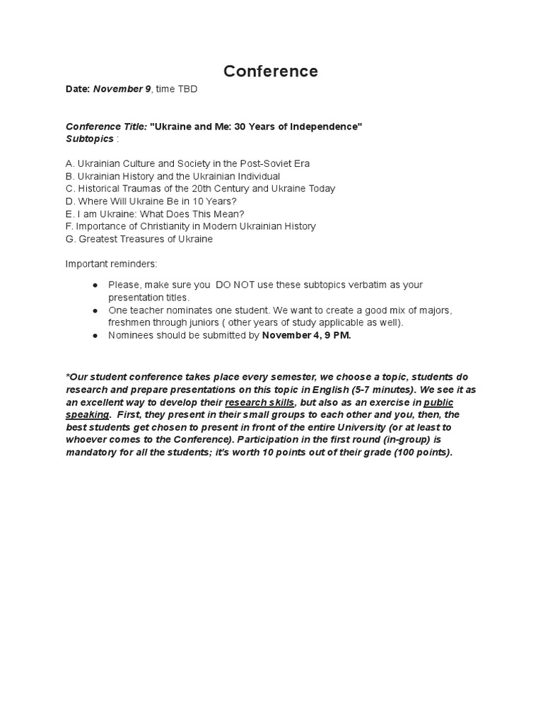 Conference: Date: November 9, Time TBD | PDF | Social Science ...