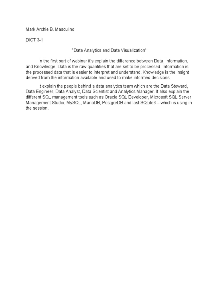 Data Analytics and Data Visualization | PDF