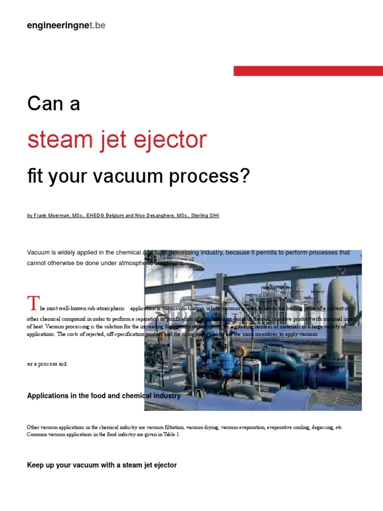 Steam Jet Ejector | PDF | Vacuum | Pump