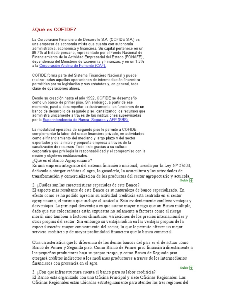 Qué Es COFIDE | PDF | Sistema financiero | Bancos