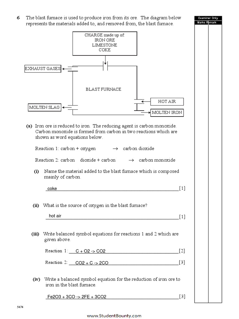Blast Furnace Test Questions | PDF | Blast Furnace | Iron