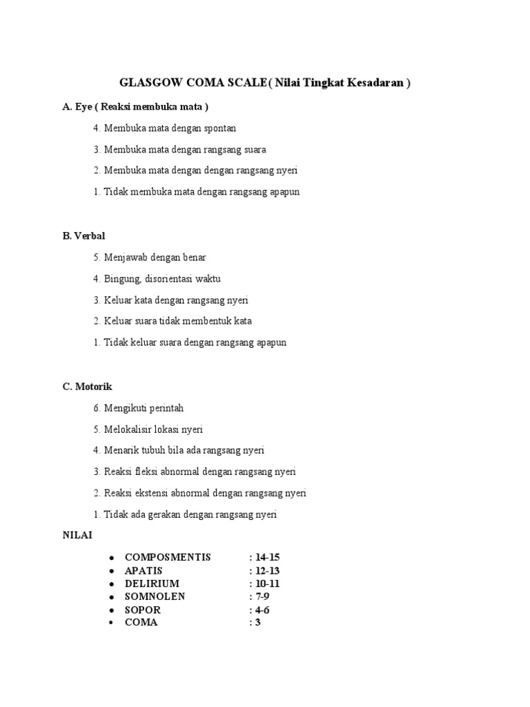 GCS Skala Kesadaran Glasgow | PDF