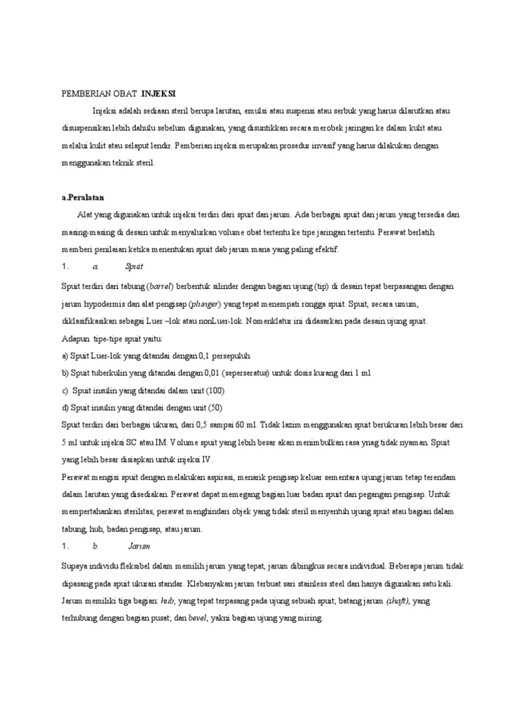 Pemberian Obat Injeksi | PDF
