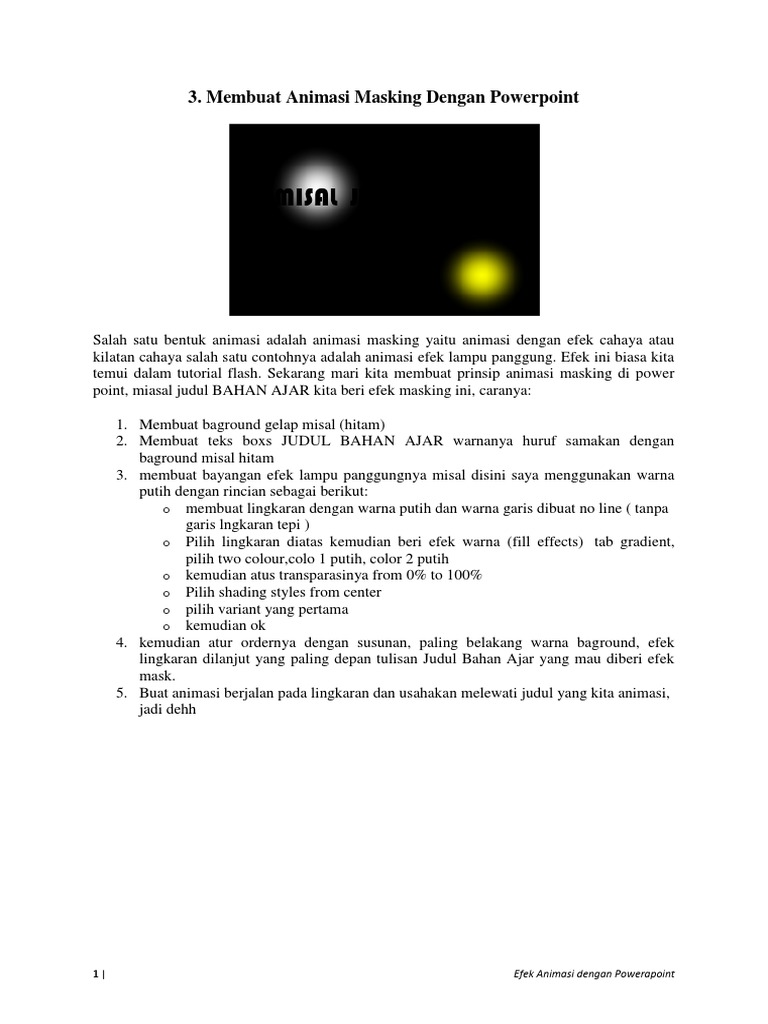 1 Animasi Masking | PDF | Seni & Disiplin Bahasa | Metode & Bahan Ajar