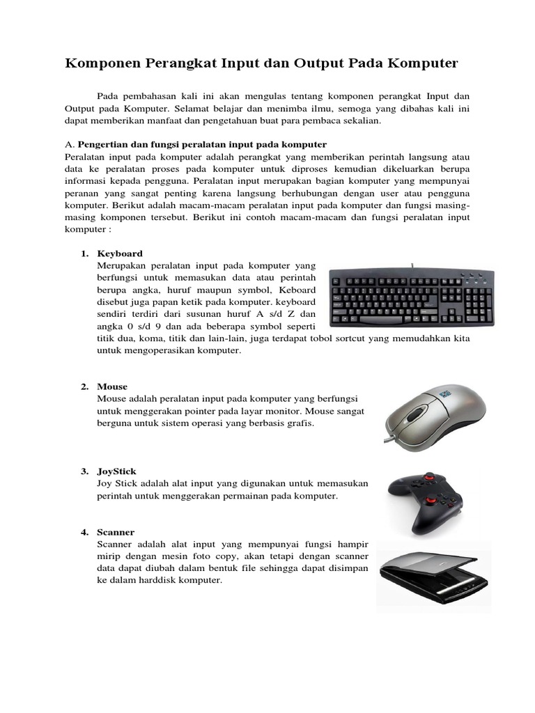 KJD - Pertemuan 6 - Perangkat Input Dan Output Komputer | PDF
