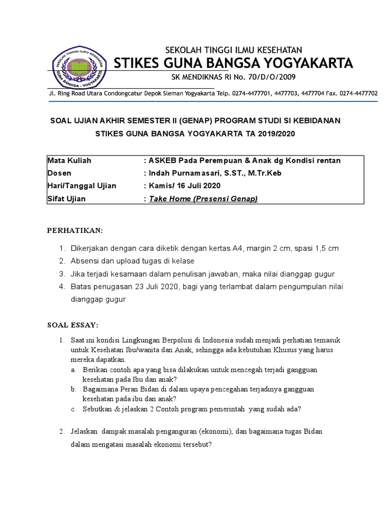Soal Uas Askeb Rentan Genap | PDF