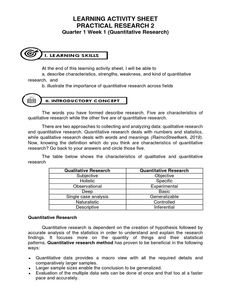 LAS 1 PR2 Intro To Quantitative-Research | PDF | Statistics | Experiment
