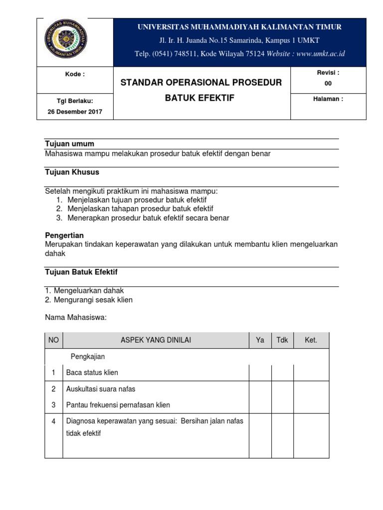 SOP Tindakan Praktik KMB-1 | PDF