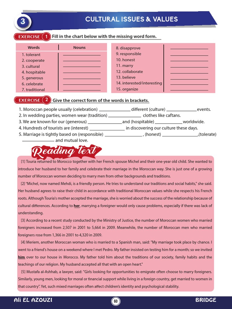 Unit 3 Cultural Issues and Values Exercises 10 | PDF | Marriage | Husband