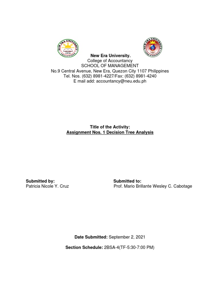 Assignment Nos 1 Decision Tree Analysis Pdf Regression Analysis