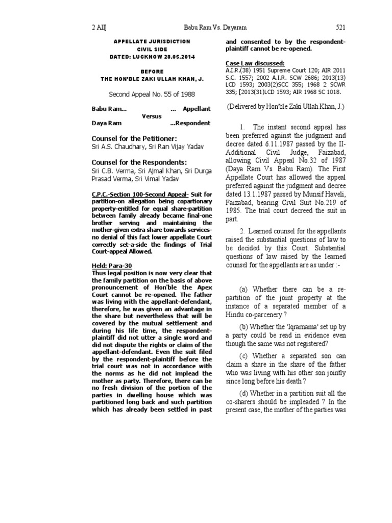 Babu Ram vs. Dayaram | PDF | Lawsuit | Estoppel