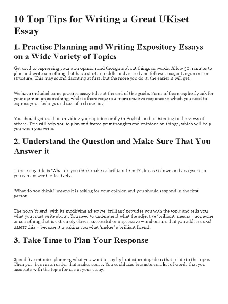 UKiset Essay Writing Guide | PDF | Essays | Question