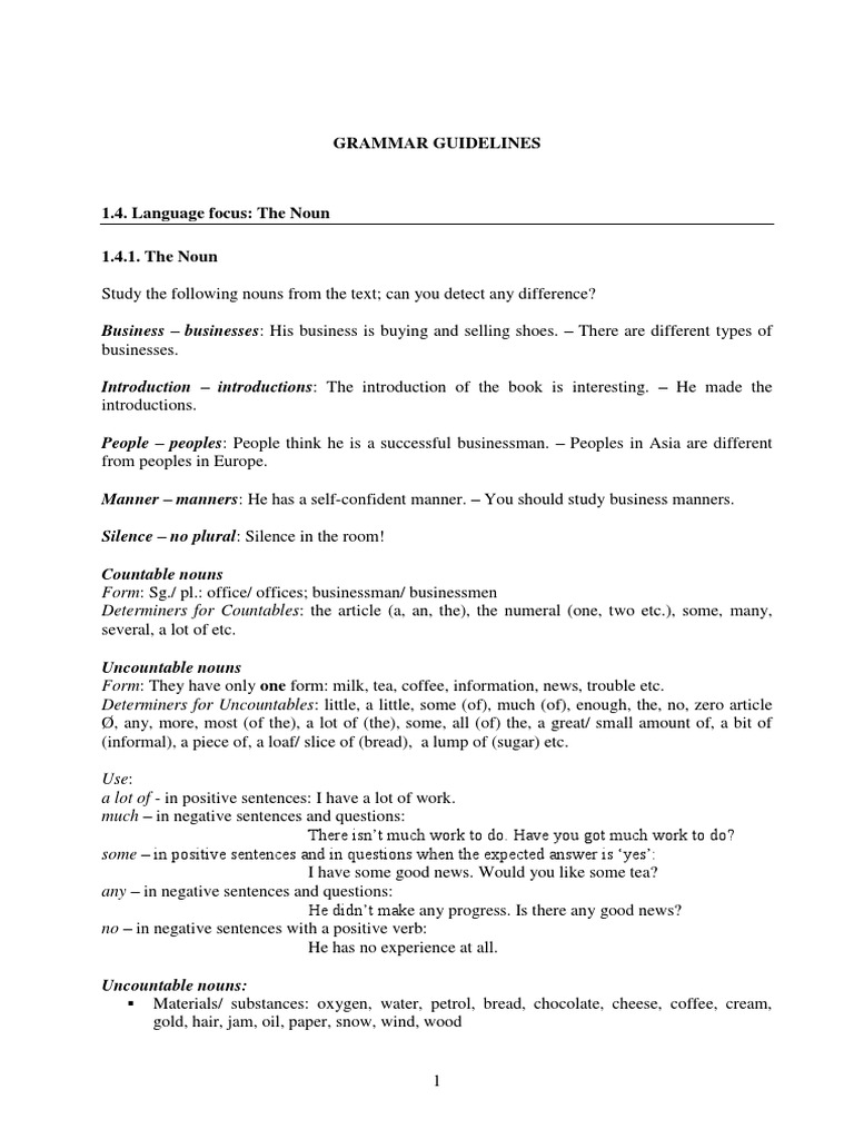 Silo - Tips - Grammar Guidelines Study The Following Nouns From The ...