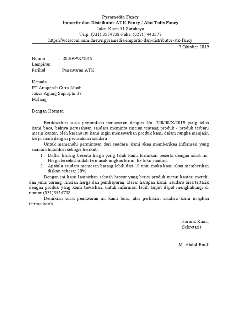 Surat Penawaran | PDF