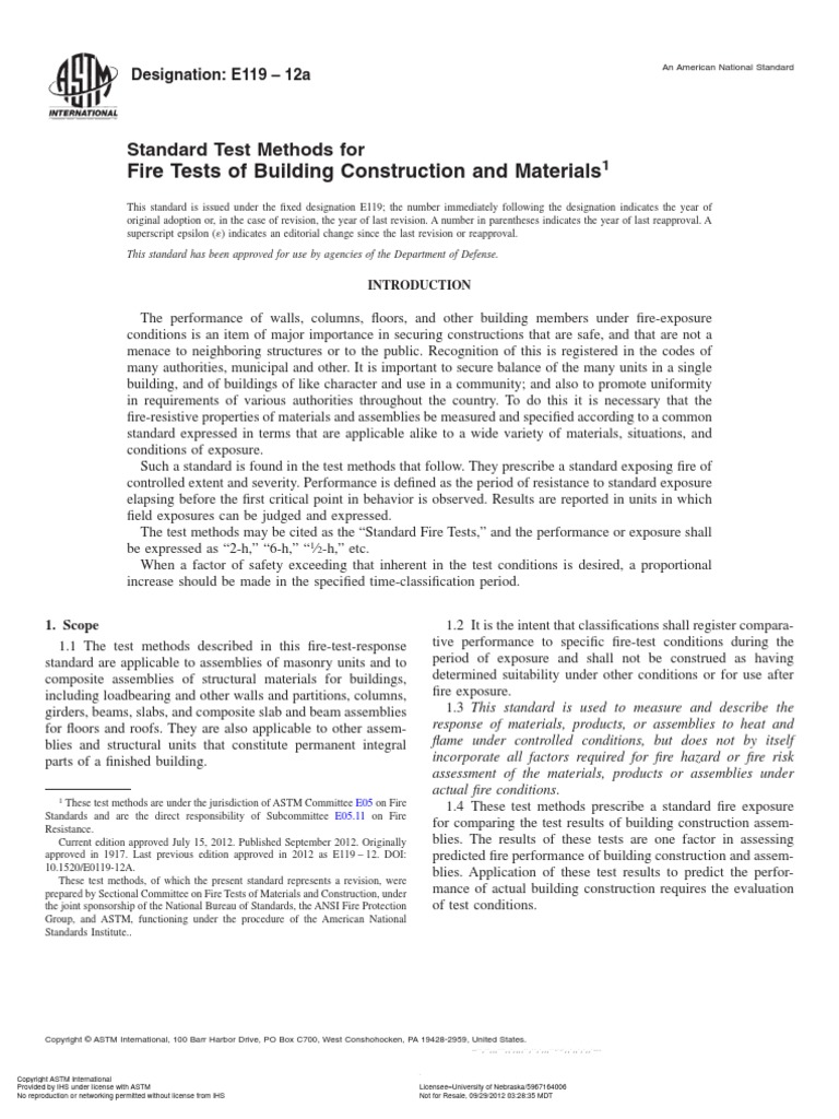 ASTM E119 - 12a | PDF | Thermocouple | Humidity