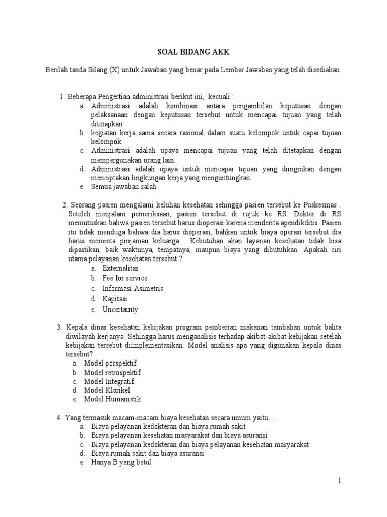 Soal TKB Akk FKM Unhas Terbaru | PDF