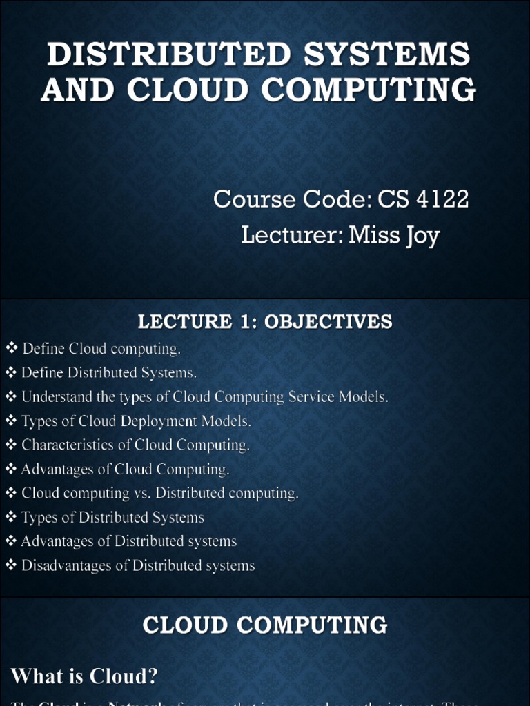 DISTRIBUTED SYSTEMS AND CLOUD COMPUTING - Lecture 1 Updated | PDF | Computers