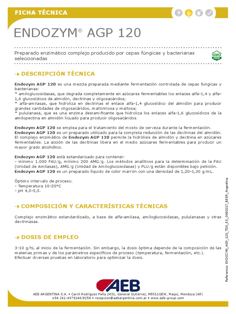 Endozym Agp 120 Tds Es 0080217 Oeno Argentina1 | PDF | Almidón | Química