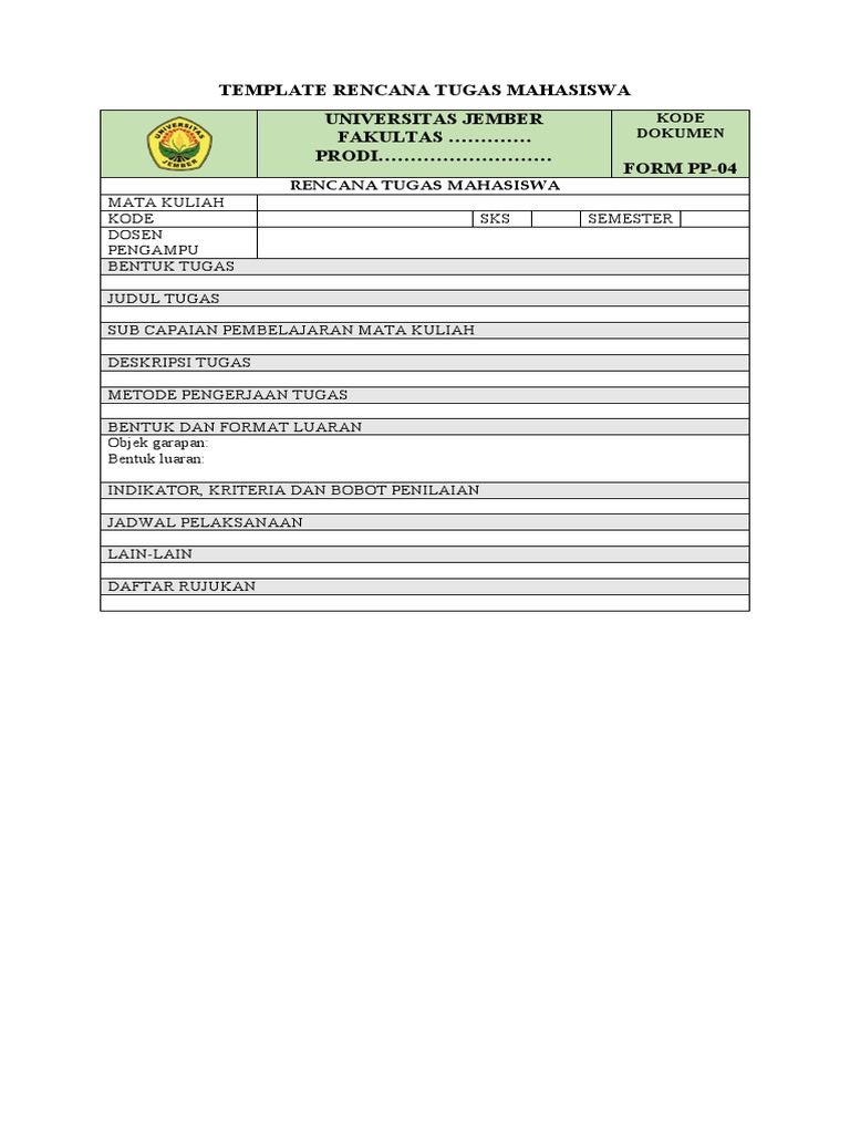 Template RTM - Form PP 04 | PDF | Kajian Bahasa Asing