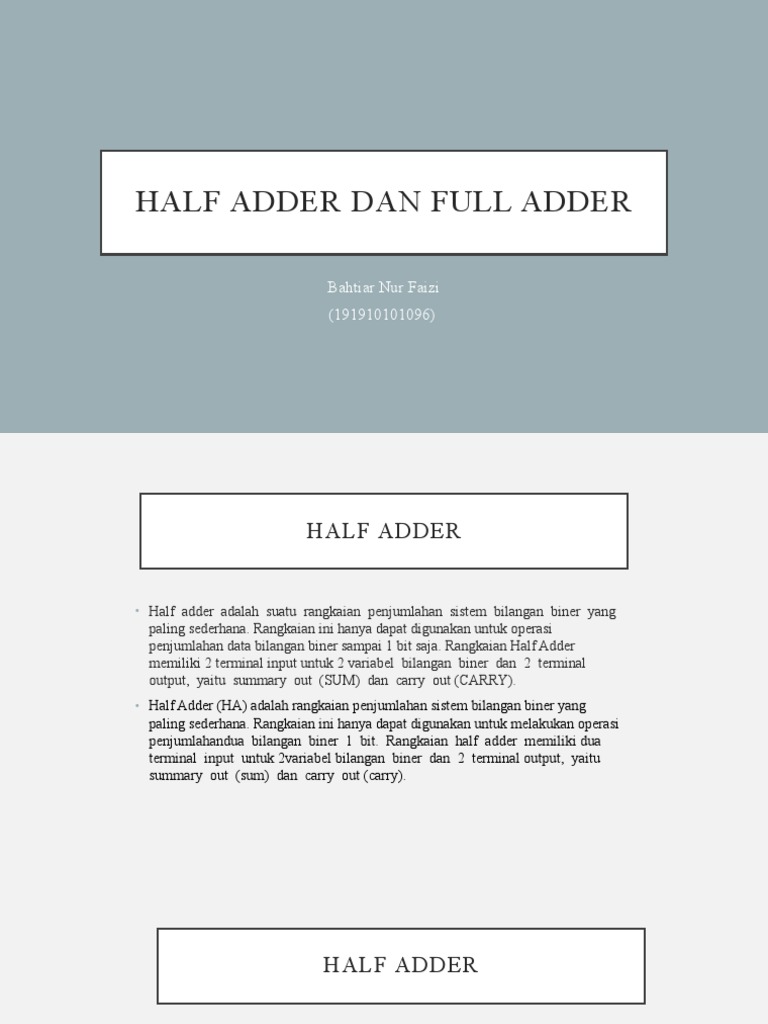 Half Adder Dan Full Adder | PDF